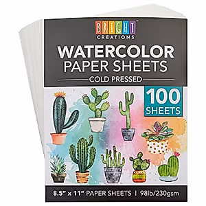 100 Sheets Cold Press Watercolor Paper for Artists and Beginners (8.5 x 11 in)
