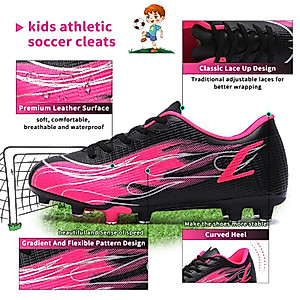 Hanani Soccer Cleats Boys Girls Football Shoes Kids Baseball Cleat Outdoor & Indoor Firm Ground Anti-Slip Comfortable Flexible Running & Training Unisex Child…