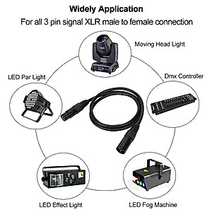 Eyeshot 6.5ft / 2m DMX Cable, 10PCS 3 Pin DMX Cables DMX Wires, DMX512 XLR Male to Female Stage Light Signal Cable with Metal Connectors, Connection for Stage & DJ Lighting fixtures