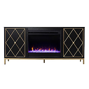 SEI Furniture Marradi Color Changing Fireplace w/Media Storage, Black