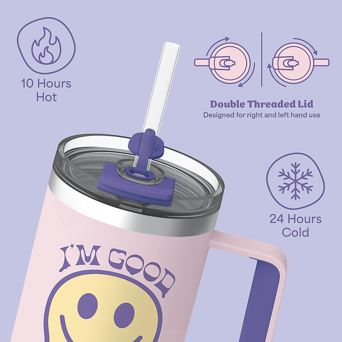 Ottle Deep Sea Diver 40 oz Insulated Tumbler with Handle and Straw Lid - Leak Proof, Cupholder Friendly Travel Mug - Stainless Steel Double Wall Water Bottle for Hot and Cold Drinks - I'm Good