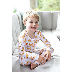 Mud Pie Unisex Kid's Children's Dog Breed Toddler Pajamas, White-Golden Retriever, 5T