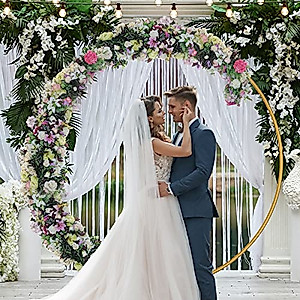 HEOMU 6.6FT Round Backdrop Stand Circle Balloon Arch Stand, Metal Arch Backdrop Stand Circle Balloon Arch Frame Wedding Arches for Ceremony, Birthday Party, Baby Shower Backdrop Decoration, Gold