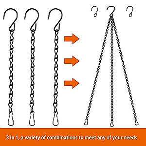 6 Pack Hanging Chains, 9.5 Inch Extra Large Heavy Duty Long Hanging Chain (Long Hanging Chains with Hooks and Clip Detachable) for Hanging Bird Feeders, Garden Plant Hangers, Decorative Ornaments