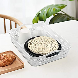 Nesmilers Plastic Storage Tray Baskets, 6-Pack White Basket Trays