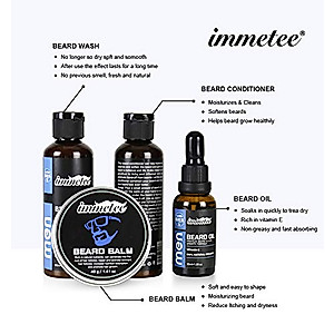 IMMETEE Beard Oil, Natural Ingredients, Shape, Style, Condition & Soften Beards and Mustaches, Moisturize Beard and Reduce Breaks, Split Ends and Bristle, Beard Oil for Men Growth. 30ml/ 1fl oz