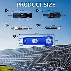 ARHAIKA Solar Connector for Solar Panel Wire,20 Pairs of Solar Connectors with 2PCS Solar Spanner Wrenches