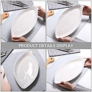 Cabilock 1pc Restaurant Meat Hotel Household Salad Dishes Pizza Platters, Supplies Sushi, Display Server Platters Food Cocktail Dish Shape Ceramics Fish, Serving Arge Birthday Trays Coffee