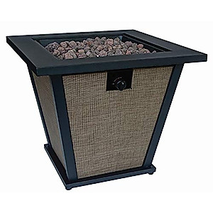 Bond Manufacturing 52137 Brently 28" Square 50,000 BTU Gas Fire Pit Table, Black/Tan