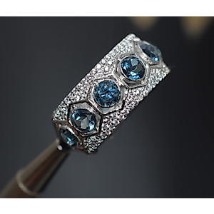 Women's Beautiful Natural Blue Topaz Gemstone Designer Ring 925 Sterling Silver Something blue, Sky blue, Wedding Band, Elegant Eternity Ring For Wedding/Marriage/Fastival/Annyversary (Size:-9)