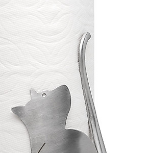 Everyday Solutions Meow Paper Towel Holder - Stainless Steel, Countertop Paper Towel Dispenser - with Tension-Spring for Single Handed Use - Featuring Cute Animal Tail Design - Great for Pet Lovers
