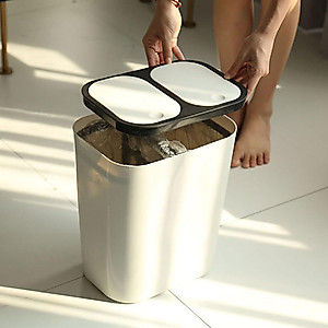 Kisangel 1pc Dual Trash Can for Recycling and Trash Garbage Can with Lid Trash Can Kitchen(15L)