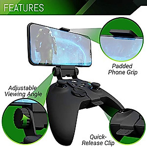 Xbox Series X Controller Mobile Gaming Clip, Xbox Controller Phone Mount Adjustable Phone Holder Clamp Compatible with Xbox Series X|S, Xbox One, Xbox One S, Xbox One X - Carbon Black