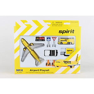 Daron Spirit Airlines Airport Playset with Die-Cast Metal Model Airplane with Plastic Parts, Cars and Transportation Toys for Kids Ages 3+