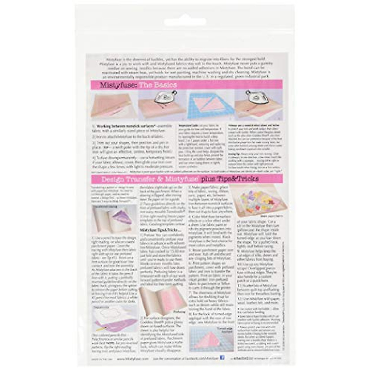Attached Mistyfuse Sheer Fusible Interfacing, 20" x 90", White (EAWF01)