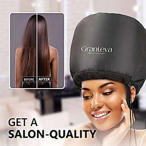 Hooded Hair Dryer w/A Headband Integrated That Reduces Heat Around Ears & Neck - Hair Dryer Hooded Diffuser Cap for Curly, Speeds Up Drying Time, Safety Deep Conditioning At Home - Portable, Large