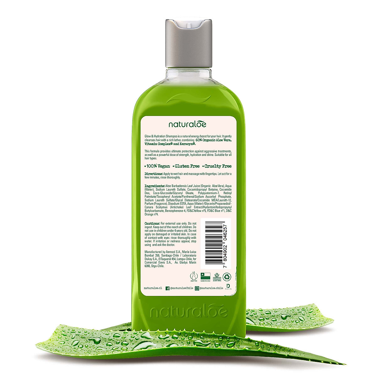 Naturaloe - Glow & Hydration Shampoo - 100% Vegan Formula Infused with 60% Aloe Vera Gel, EcoFriendly, Cruelty Free, No Parabens, No Silicones - 12 fl oz