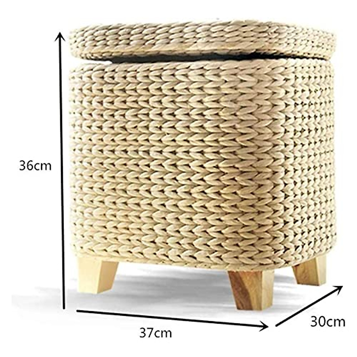 ALDEPO Shoe Cabinet Ottoman Storage Boxes Handmade Straw Solid Wood Shoe Changing Stool Multifunctional Rattan Footstool Healthy and Clean Dual Use Footstool for Home Closet Bedroom