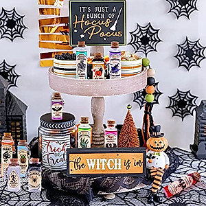 99 Pcs Halloween Potion Bottles Set,Halloween Decorations Indoor,Apothecary Bottles with Halloween Stickers & Pendants for Halloween Decor,Halloween Tiered Tray Decor Indoor Room Party Supplies