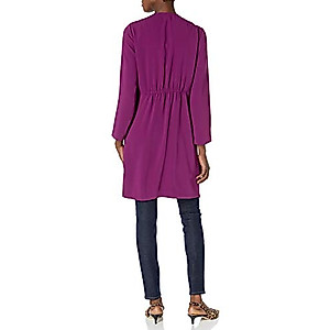 NINE WEST Women's Soft Crepe Duster, Wild Plum, L