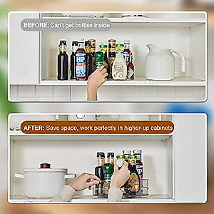 Boconia 10.6" Lazy Susan Organizer with 3 Removable Bins Pantry Organization and Storage Lazy Susan Turntable for Cabinet Snack Organizer Divided Rotating Spice Rack for Kitchen, Countertop, Bathroom