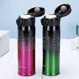 Water Bottle Thermoses Starry Sky, Thermal Vacuum Cups for Hot and Cold Drinks, BPA Free Stainless Steel Insulated Leak-proof Flask for Boys and Girls School Kids Indoor Outdoor Sports(17 oz Pink)