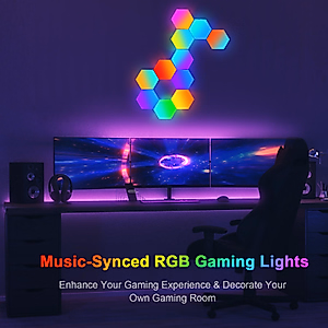 Neoglint 8 Pack Hexagon Lights - RGB Led Hex Lights for Wall with Smart APP Remote Control & Music Sync, Led Wall Light Decor for Gaming Room, Bedroom, Living Room