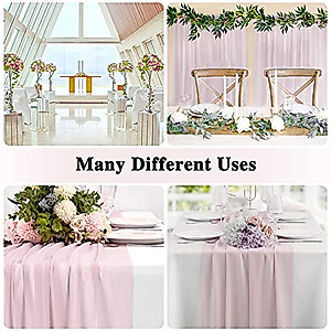 FYY 2PCS 10ft Chiffon Table Runner,29x120 Inches Romantic Wedding Runner,Pink Sheer Chiffon Table Cover Dressing Table Runner for Wedding Birthday Party Bridal Baby Shower Decorations-Pink