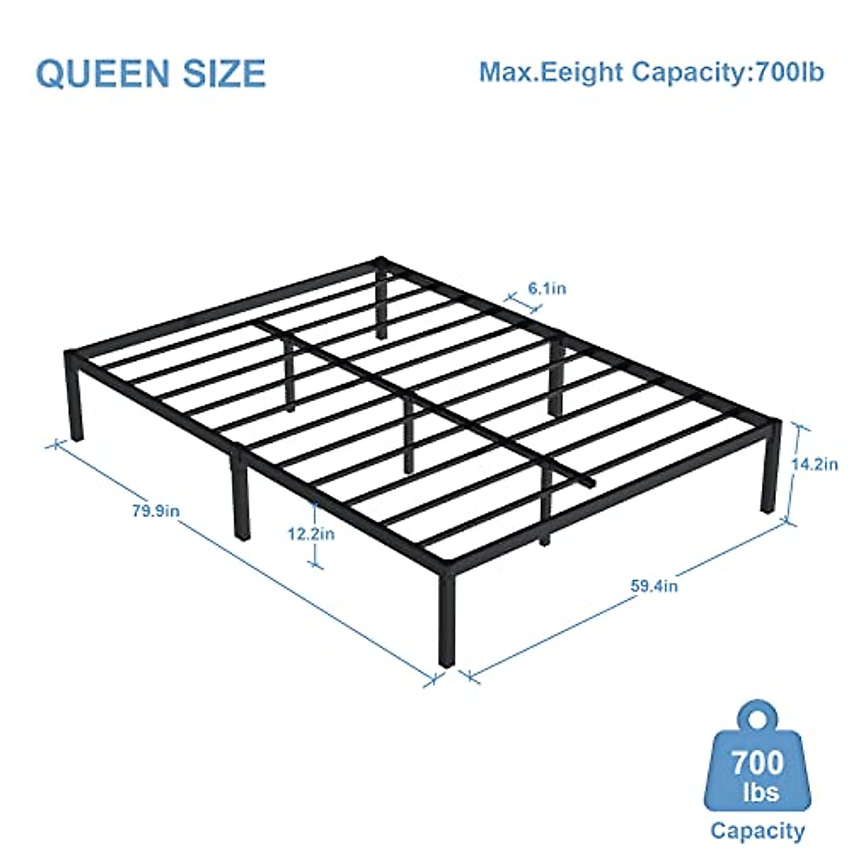 UYUK Metal Platform Bed Frame Queen Size, No Box Spring Needed Modern Design, Heavy Duty Easy Assembly