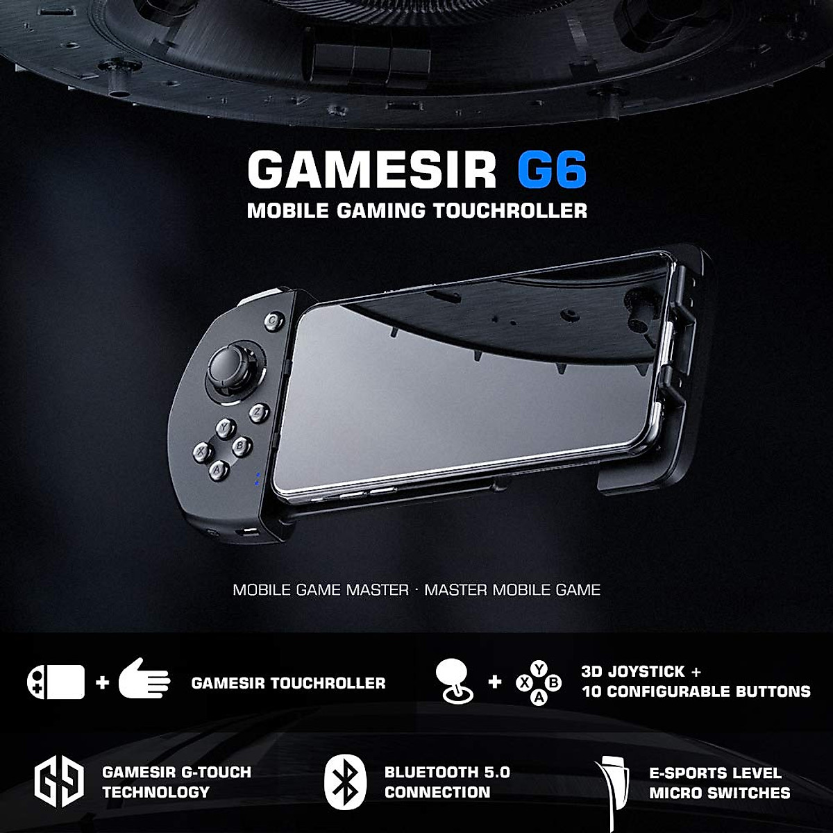 Mobile Game Controller GameSir G6, Android Wireless Bluetooth Gaming Controller, One-Handed Gamepad with Joystick for CODM/PUBG/ROS