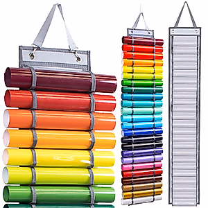 Aohcae Vinyl Roll Holder, 24 Rolls Vinyl Storage Organizer Wall Mount Vinyl Roll Storage Craft Organizer Vinyl Storage Rack for Closet, Door, Craft Room