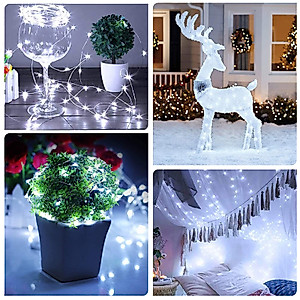 JPSR Solar String Lights Outdoor Halloween Decorations Waterproof 100-LED Copper Wire Fairy Lights 8 Modes, Twinkling Lights String for Bedroom Patio Garden Tree Party & Holiday Decor (2-Pack, White)