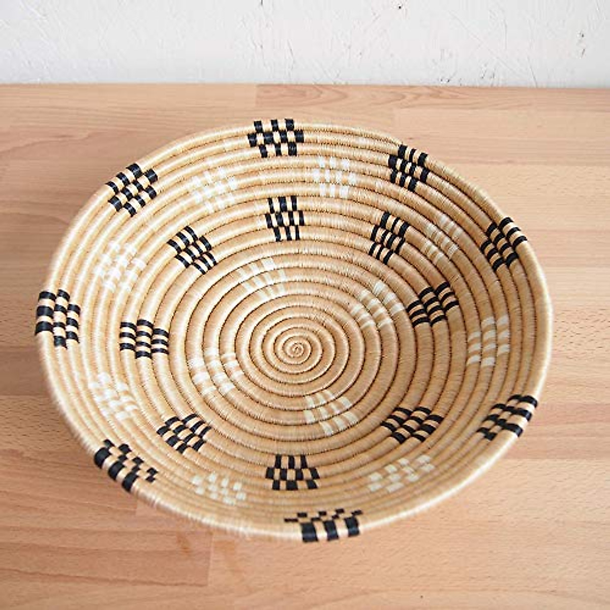 African Basket- Rugombo/Rwanda Basket/Woven Bowl/Sisal & Sweetgrass Basket/Tan, Black, White
