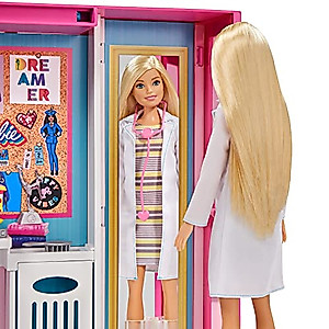 Barbie Dream Closet with Blonde Doll & 25+ Pieces, Toy Closet Expands to 2+ ft Wide & Features 10+ Storage Areas, Full-Length Mirror, Customizable Desk Space and Rotating Clothes Rack