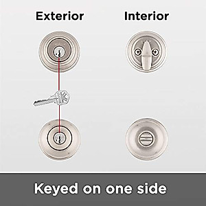 Kwikset Juno Keyed Entry Door Knob and Single Cylinder Deadbolt Combo Pack with Microban Antimicrobial Protection Featuring SmartKey Security in Satin Nickel
