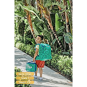 uninni 16" Kid's Backpack for Girls and Boys Age 6+ with Padded, and Adjustable Shoulder Straps. Fits Height 3'9" Kids (Strokes Green)