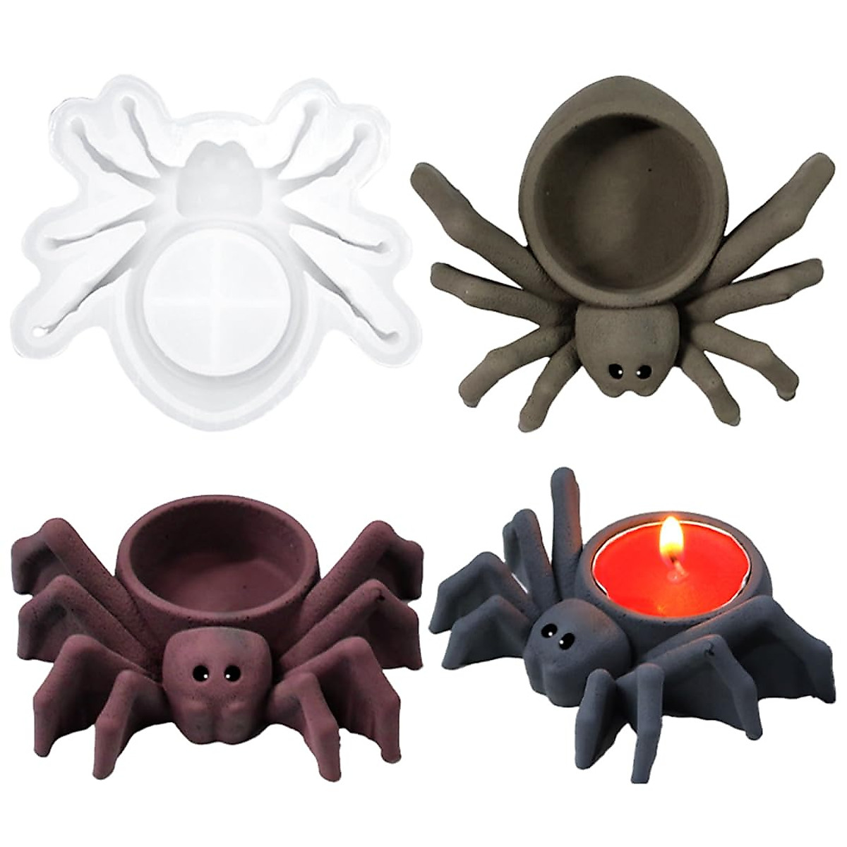 Zayookey Spiders Candle Holder Resin Mold Halloween Tealight Holder Silicone Mold for Epoxy Resin Animals Candlestick Casting Mould DIY Jewelry Trinket Tray Candy Containers