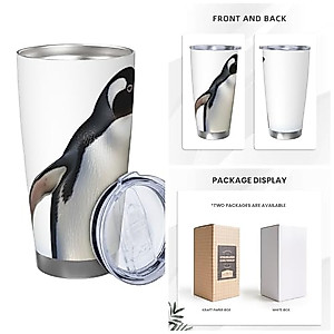 Penguin Tumbler with Lid and Straw 20oz Stainless Steel Car Cup for Hot and Cold Drinks, Double Wall Insulated Travel Coffee Mug Reusable Drink Thermos Cup Birthday Gifts