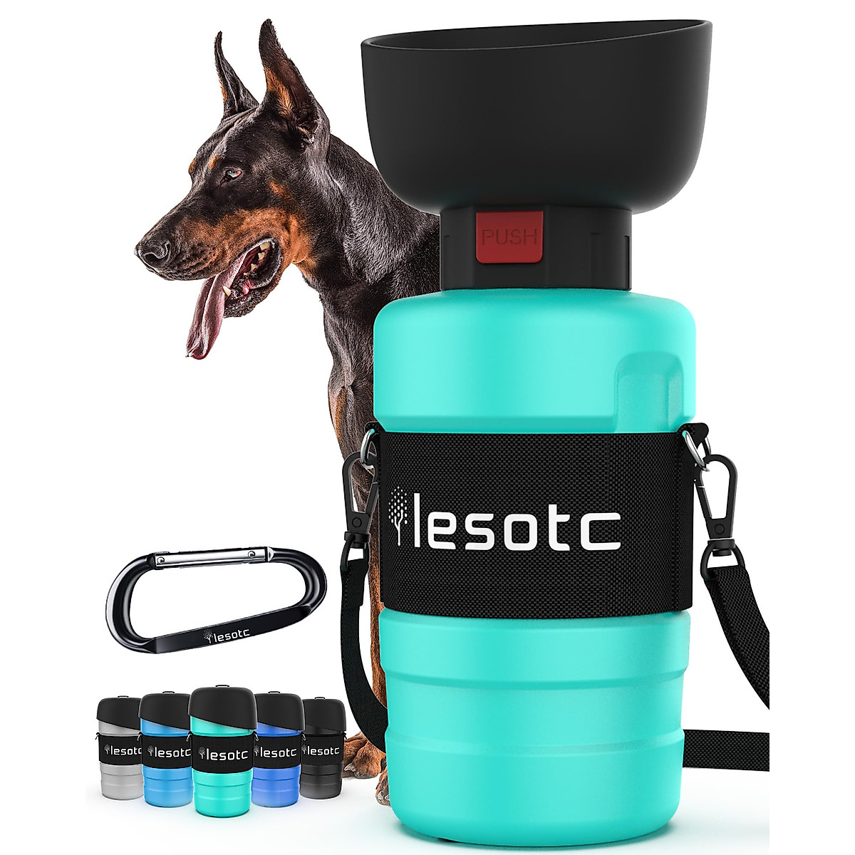 Lesotc Dog Water Bottle, Portable Dog Water Dispenser, Leak Proof Dog Travel Water Bottle, Squeeze Pet Water Bottle for Walking On The Go, Dog Hiking Accessories for Outdoor, Hiking, Travel