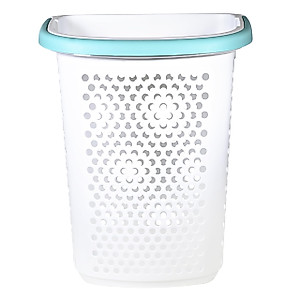 Nsngxus 2 Bushel Rolling Plastic Laundry Hamper with Pop-up Handle, White