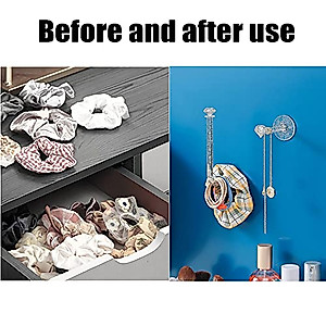 4 PACK Adhesive Scrunchie Holder Hair Accessories Clear Glitter Waterproof Organizer Wall Hooks Stick Scrunchies Holder Scrunchy Storage Stick Display Stand Wall Hook for Women Girl Headband Bracelet Necklace