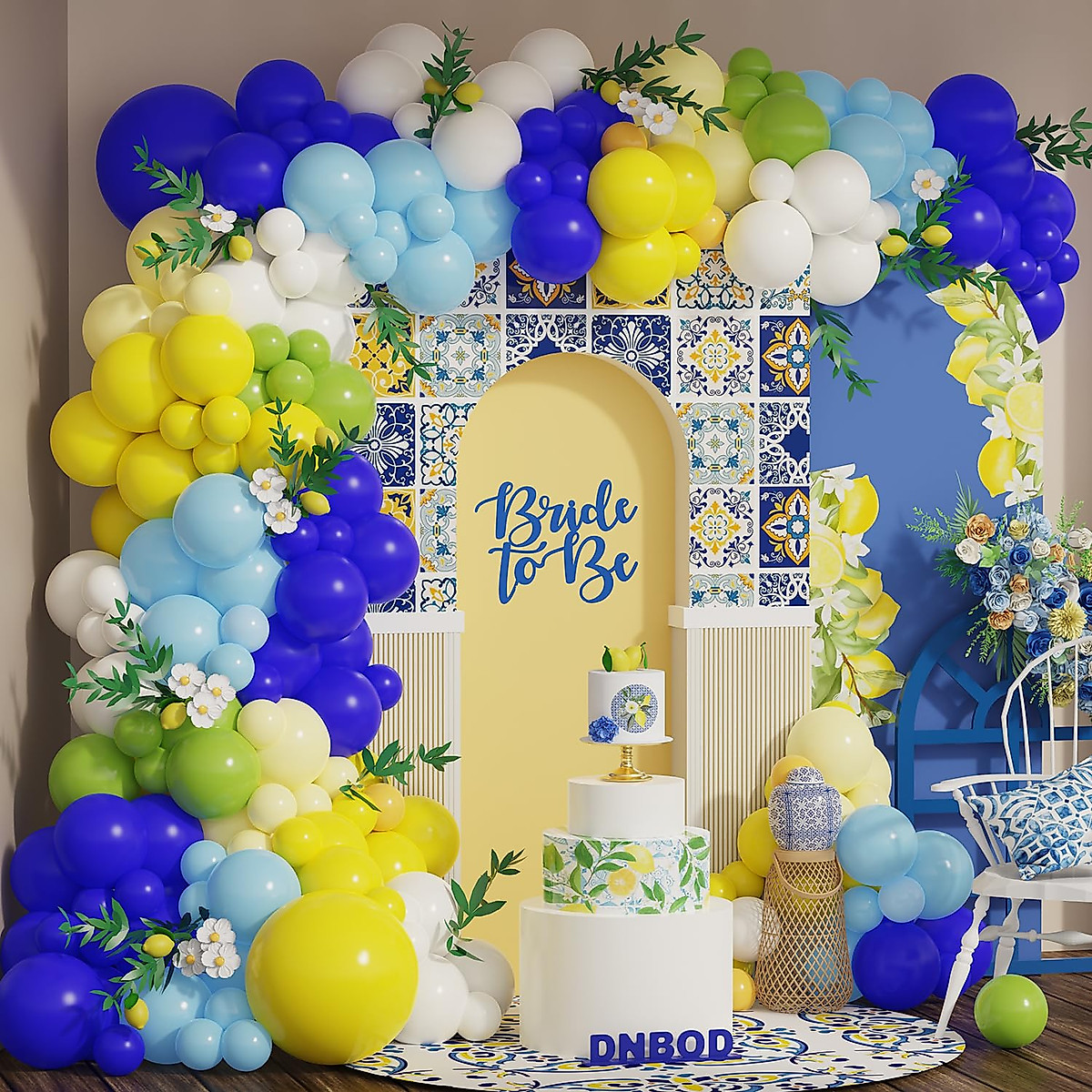 207Pcs Royal Blue Yellow Balloon Arch Kit for Summer Lemon Birthday Wedding Party Decoration,Amalfi Coast Decors Her Main Squeeze Bridal Shower Graduation Party Supplies