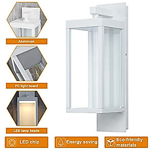 illumishin Outdoor Wall Light Fixtures Exterior Waterproof Wall Lanterns Porch Sconces Wall Mounted Lighting with Glass Shades, Modern Matte White Wall Lamps for Patio Front Door Entryway Garden