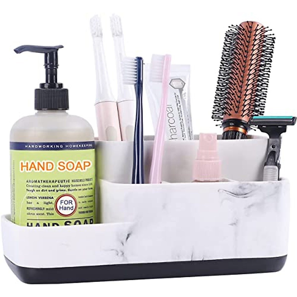 zccz Countertop Organizer - White Make Up Organizers And Storage, Multi-Functional Design Bathroom Organizer Countertop - Skincare Organizers - White Marble Look Accessory Storage