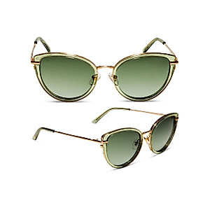 DIFF Star Wars Princess Leia Endor Cat Eye Sunglasses for Women UV400 Protection, Translucent Sage, Gold + Endor Forest Moon Green Polarized