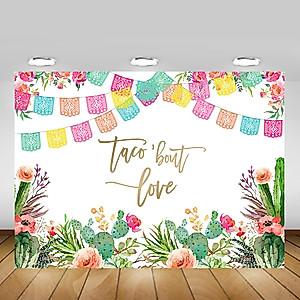Mocsicka Taco Bout Love Backdrop Mexican Fiesta Theme Bridal Shower Party Decoration Bachelorette Wedding Engagement Photo Background (7x5ft (82x60 inch))