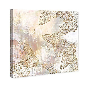 Wynwood Studio Animals Wall Art Canvas Prints 'Butterfly Garden' Insects Home Décor, 12" x 12", Gold, White
