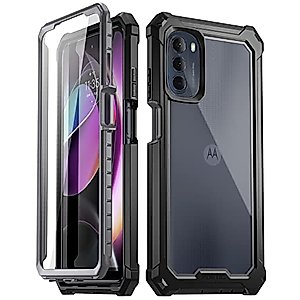 Poetic Guardian Case for Motorola Moto G 5G 6.5" (2022), [6FT Mil-Grade Drop Tested] Full-Body Hybrid Shockproof Bumper Cover with Built-in Screen Protector, Black/Clear