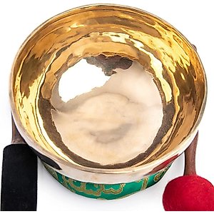 Large Tibetan Singing Bowl Set - Master Healing Grade For Sound Bath Chakra 7 Metal Meditation Yoga By Himalayan Bazaar