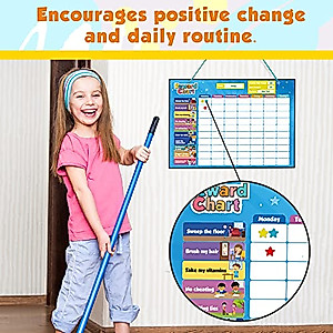 Reward Chart for Kids – 80+ Chores, Magnetic Chore Chart for Multiple Kids – Up to 3 Toddlers for Home Learning – Daily Star Chart for Classroom, Potty Training, Childrens Routine or Behavior Training